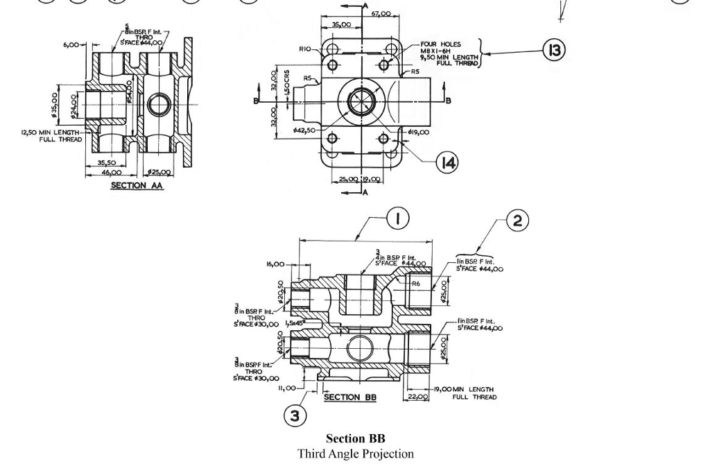 Solved An engineering drawing of a Hydraulic Distribution | Chegg.com
