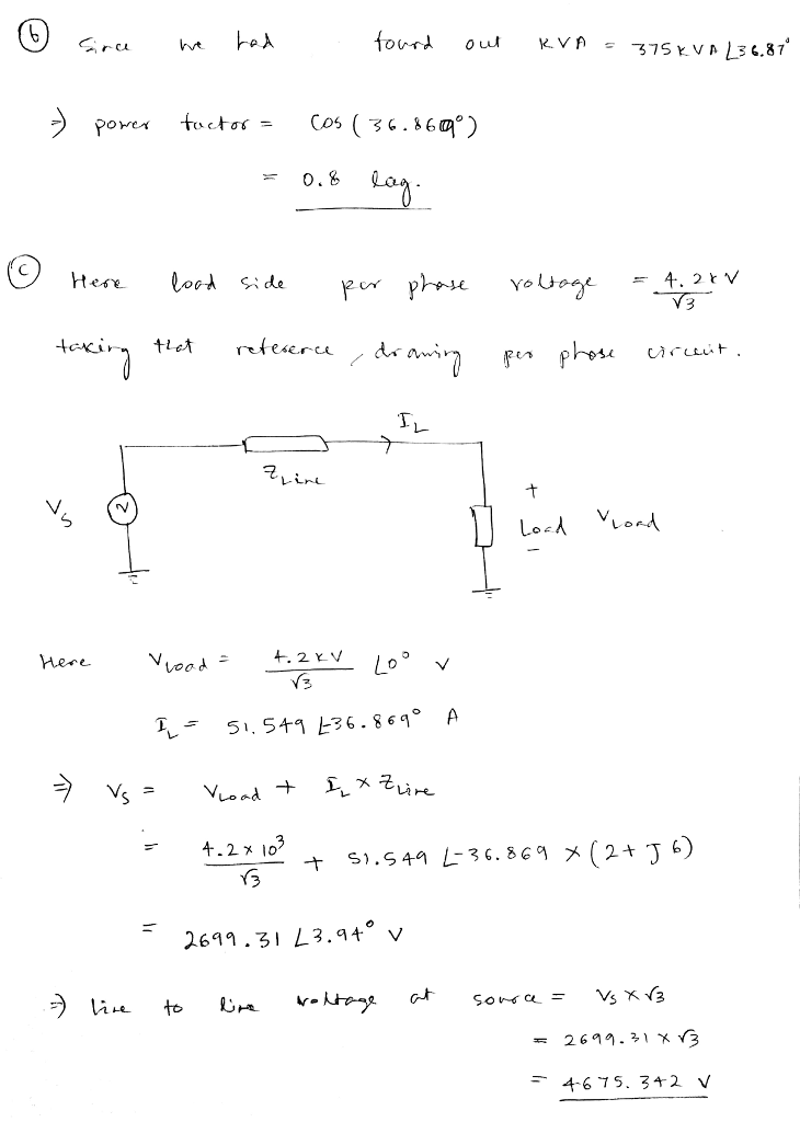 Solved A balanced three-phase distribution line has an | Chegg.com