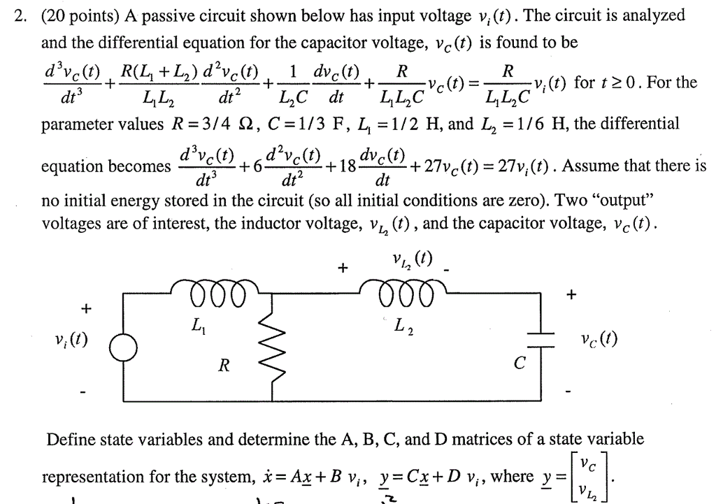 Solved (20 points) A passive circuit shown below has input | Chegg.com
