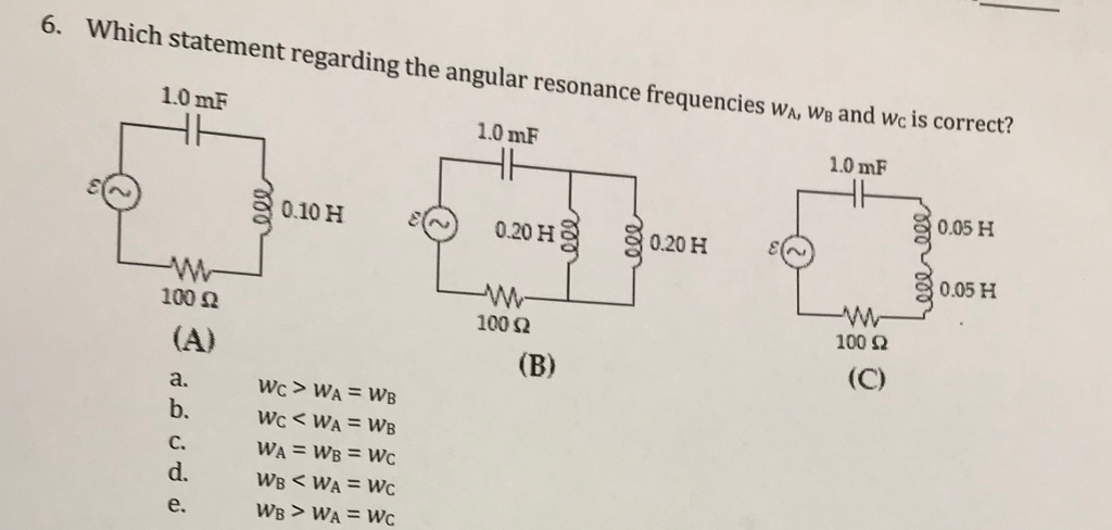 Solved 6. Which statement regarding the angular resonance | Chegg.com