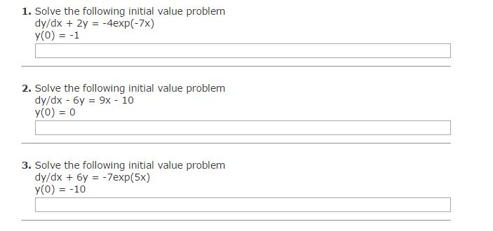 Solved Solve the following initial value problem dy/dx + 2y | Chegg.com