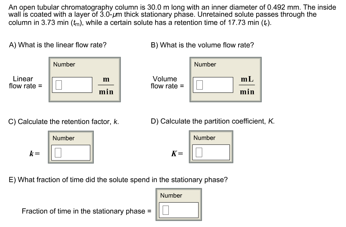 Solved An open tubular chromatography column is 30.0 m long | Chegg.com
