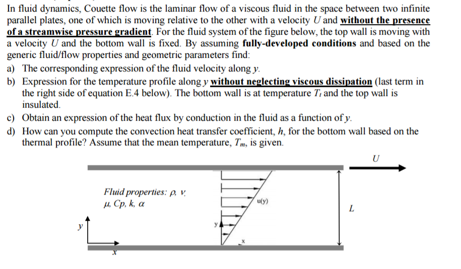 Solved In fluid dynamics, Couette flow is the laminar flow | Chegg.com