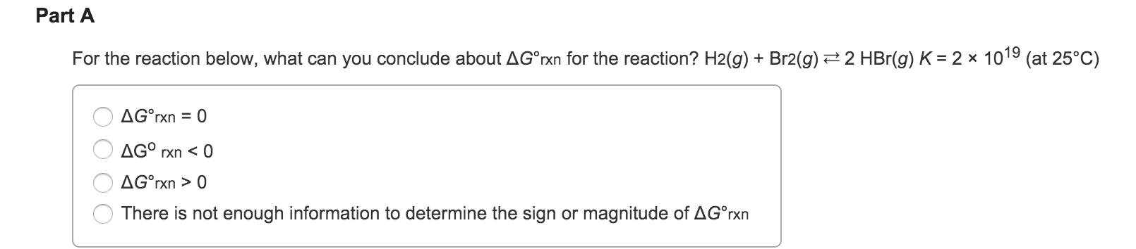 Solved For the reaction below, what can you conclude about | Chegg.com