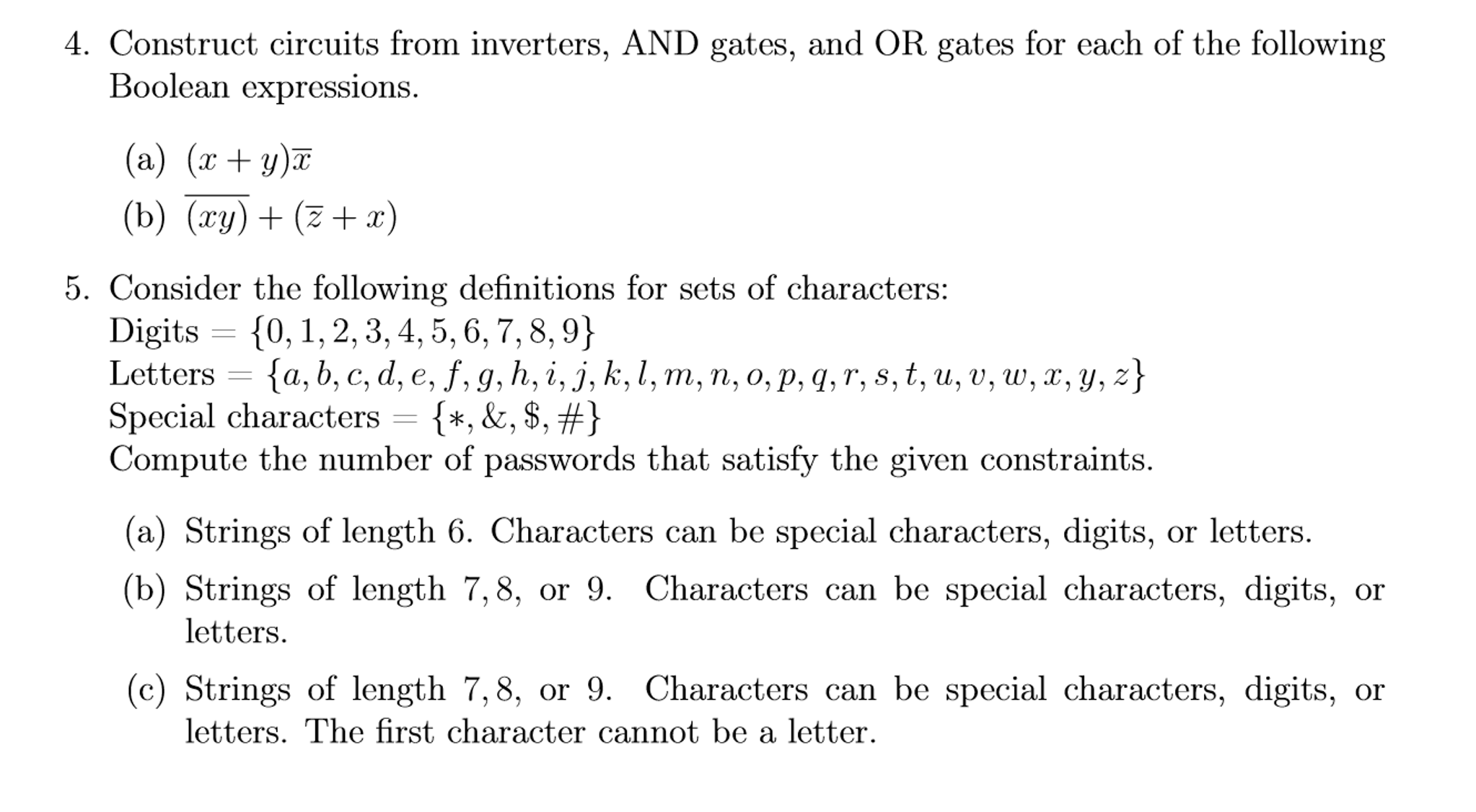 Solved computer the number of passwords given certain | Chegg.com