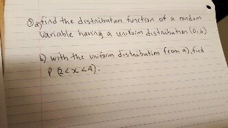 Solved Find the distribution function of a random variable | Chegg.com