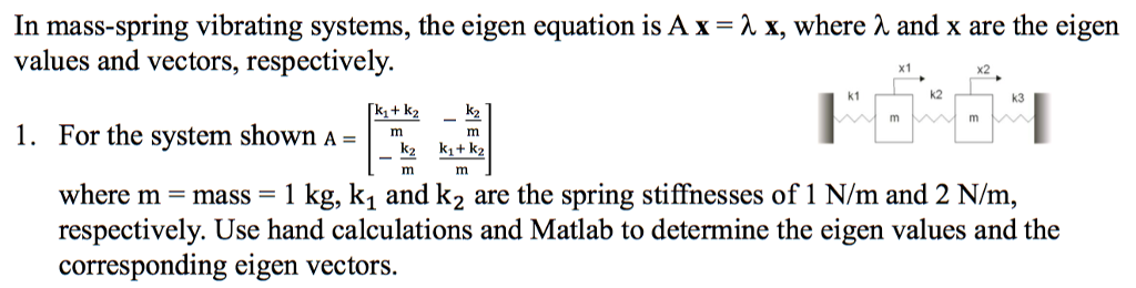 Solved and x are the eigen In mass-spring vibrating systems, | Chegg.com