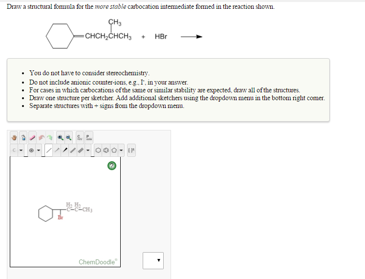 Solved Draw a structural formula for the more stable | Chegg.com