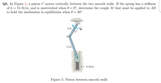 Solved Q5. In Figure 5, a piston C moves vertically between | Chegg.com
