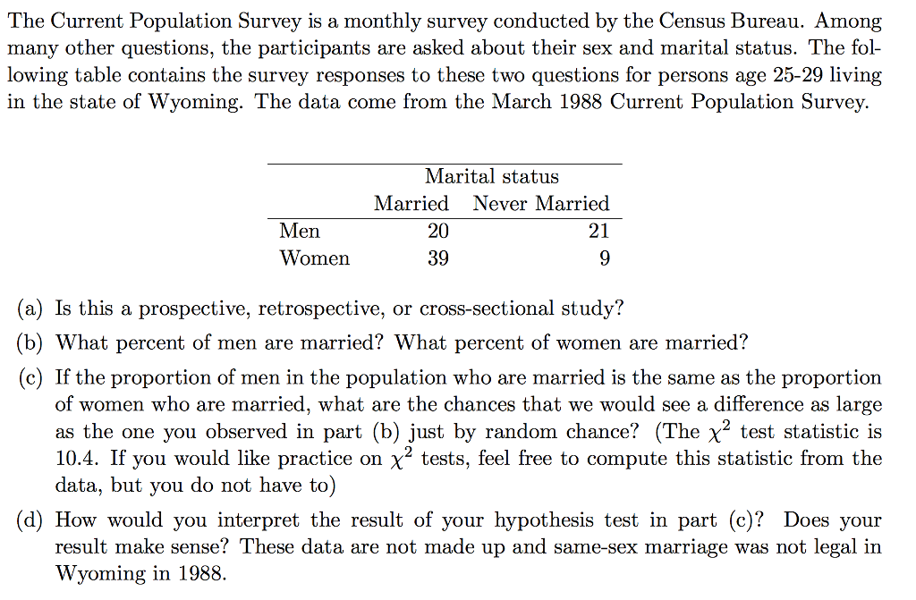 The Current Population Survey is a monthly survey | Chegg.com
