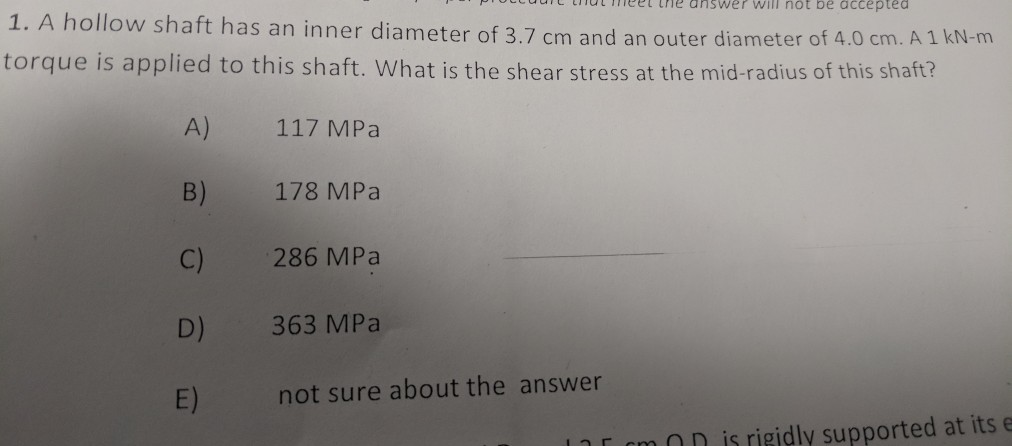 Solved eet the answer will not be accepted 1. A hollow shaft | Chegg.com