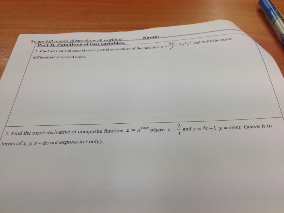 Solved Functions of two variables. Find all first and | Chegg.com