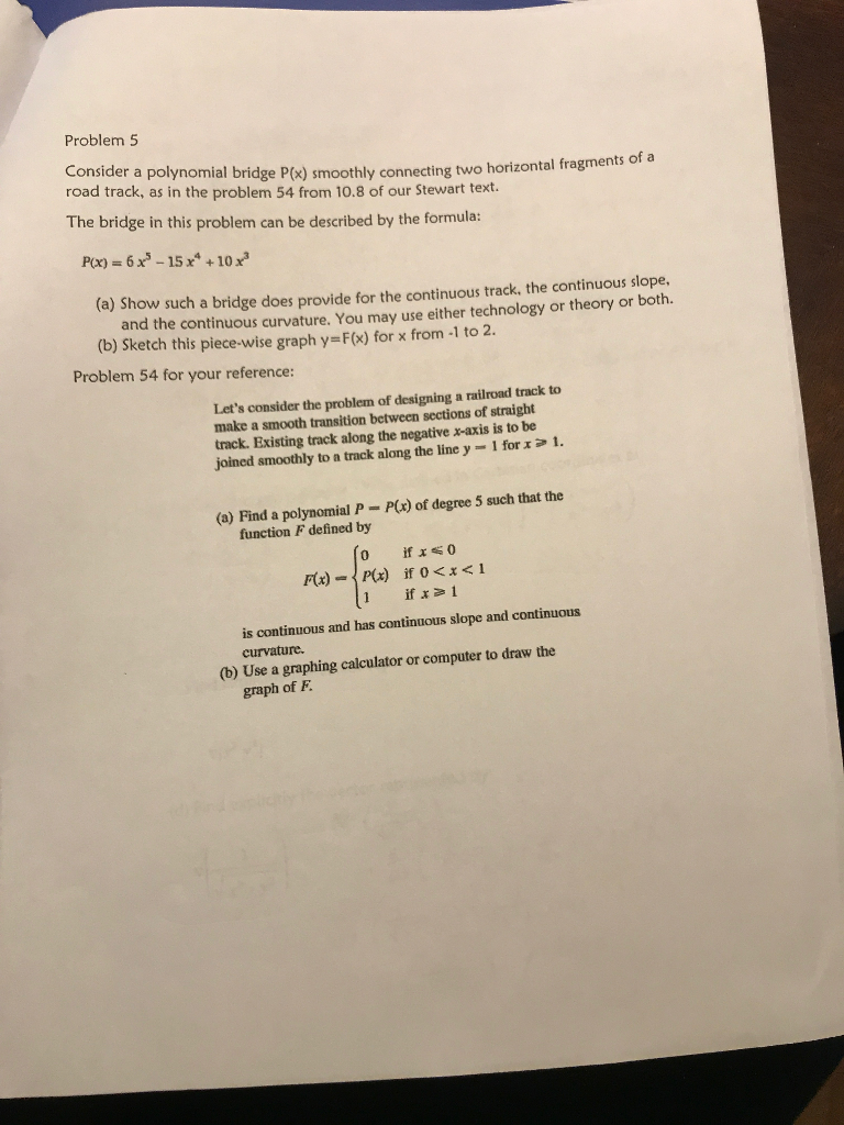 Solved Problem 5 Consider a polynomial bridge P(x) smoothly | Chegg.com