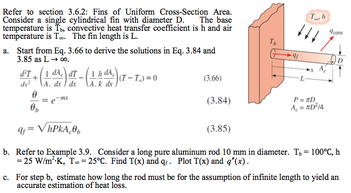 Solved Refer to section 3.6.2: Fins of Uniform Cross-Section | Chegg.com