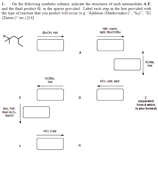 Solved 1. On the following synthetic scheme, indicate the | Chegg.com