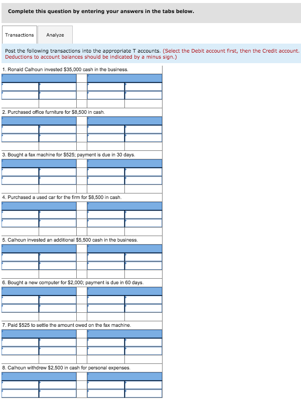 Solved Problem 32a Using T Accounts To Record Transactions 