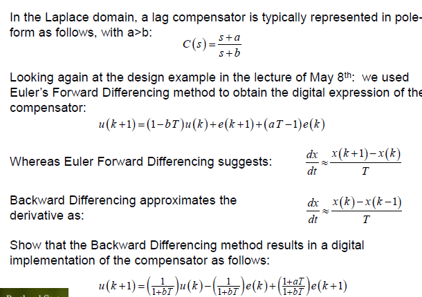 Solved Show that the Backward Differencing method results in | Chegg.com