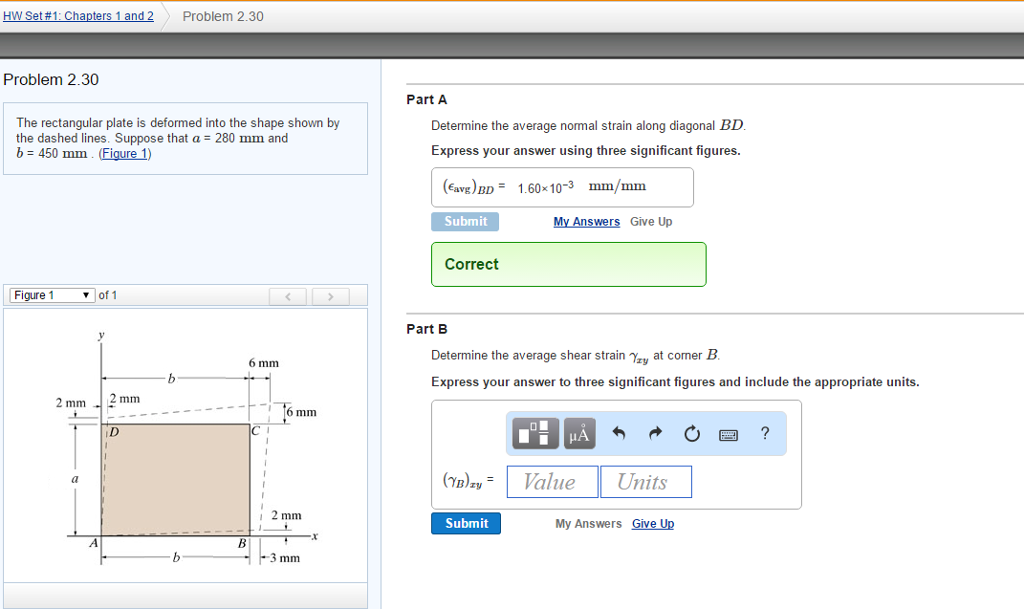 Solved The rectangular plate is deformed into the shape | Chegg.com