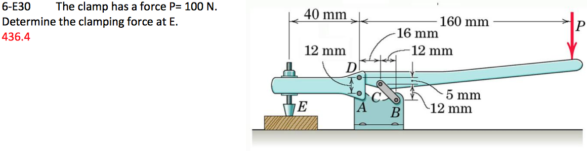 Solved The clamp has a force P= 100 N. Determine the | Chegg.com