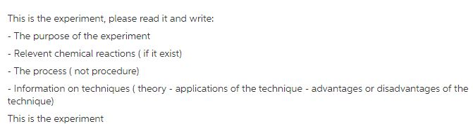 Solved This is the experiment, please read it and write: - | Chegg.com