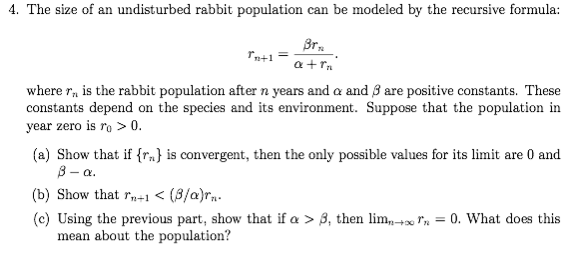Solved 4. The size of an undisturbed rabbit population can | Chegg.com