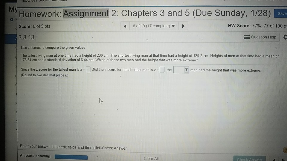 Solved Homework Assignment 2 Chapters 3 And 5 Due Sunday