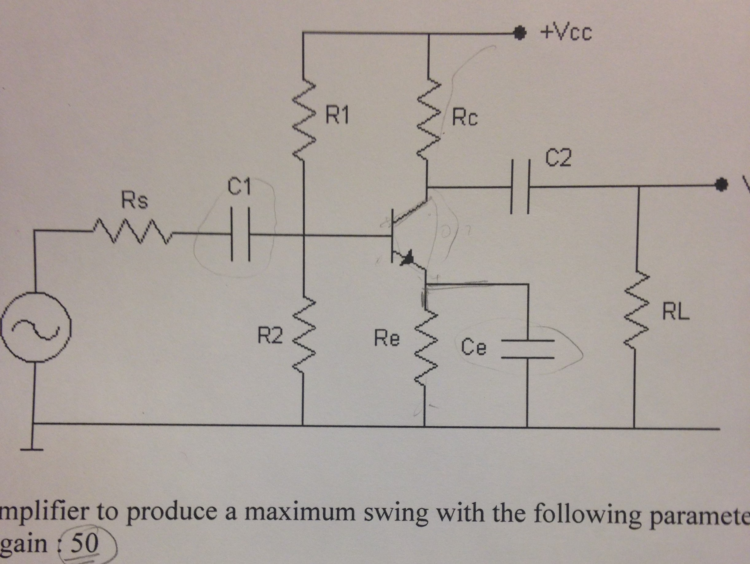 Solved Design an amplifier to produce maximum swing with | Chegg.com