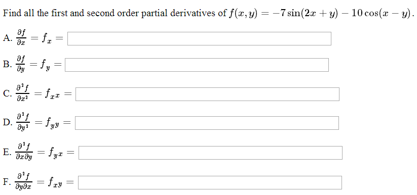 Solved Find all the first and second order partial | Chegg.com