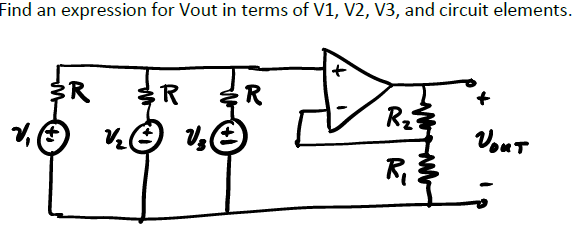 Solved Find an expression for Vout in terms of V1, V2, V3, | Chegg.com