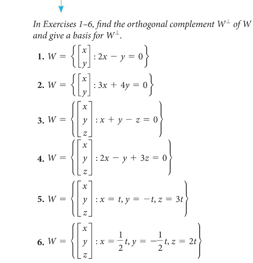 Solved In Exercises 1-6, find the orthogonal complement W of | Chegg.com Solved In Exercises 1-6, find the orthogonal complement W of | Chegg.com