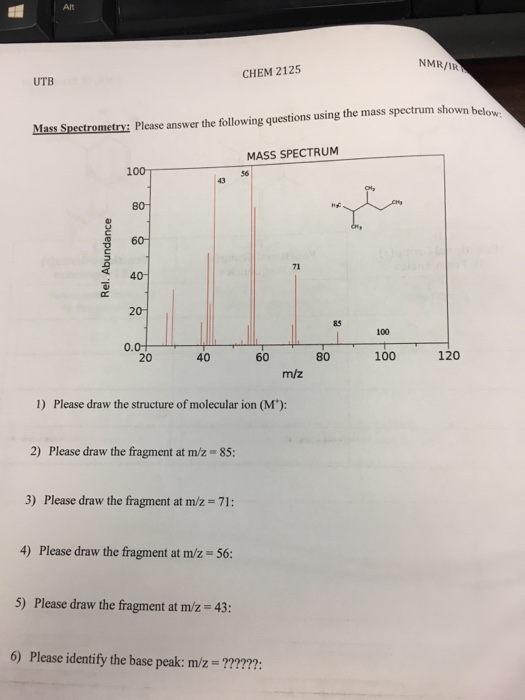 Solved Answer the following using the mass spectrum shown | Chegg.com