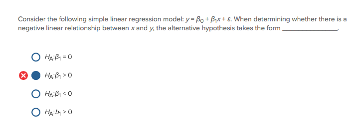 Solved Consider the following simple linear regression | Chegg.com