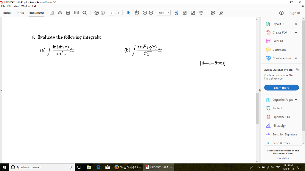 Solved 2018 MATH101.A1.pdf Adobe Acrabat Reader DC File Edit | Chegg.com
