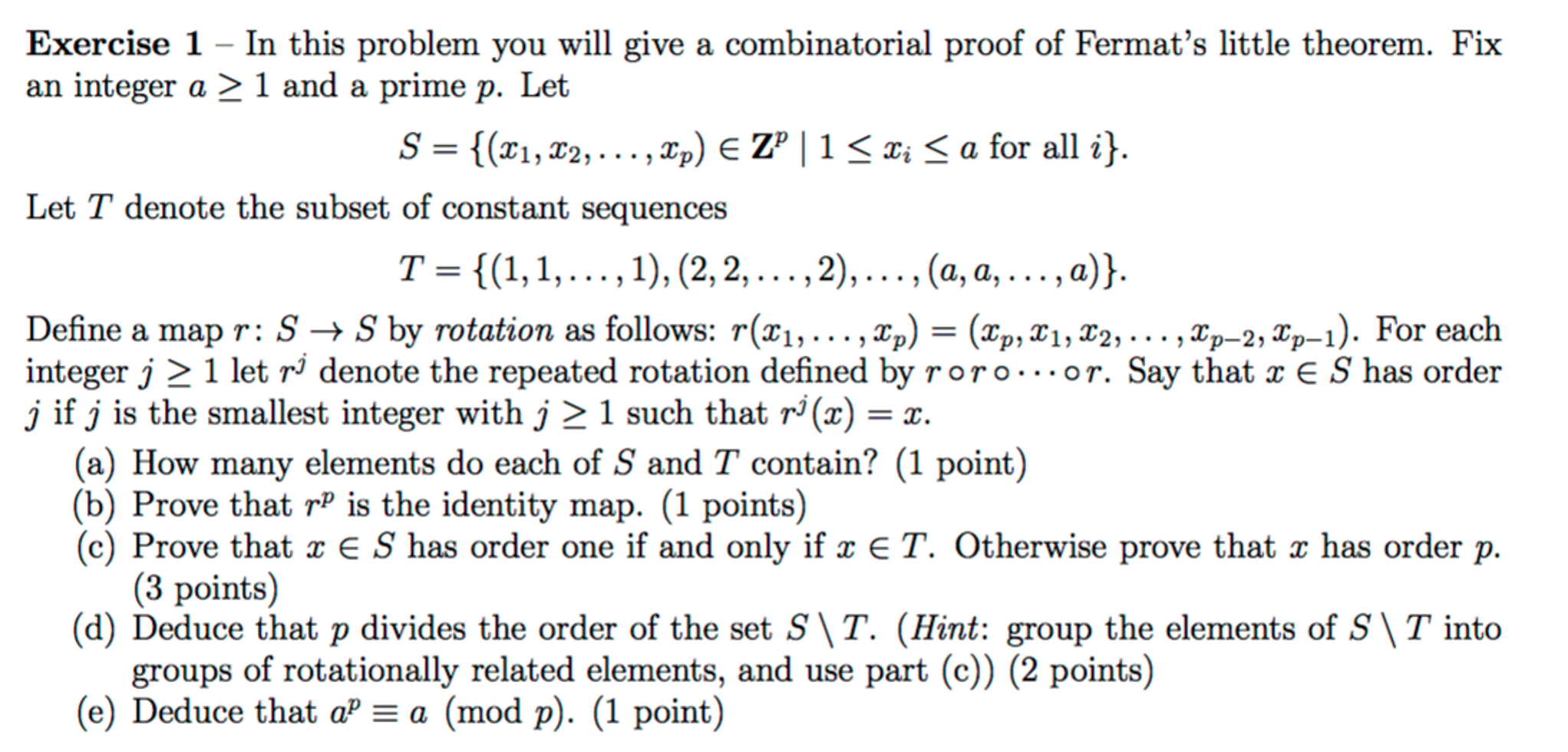 Solved You will give a combinatorial proof of Fermat's | Chegg.com