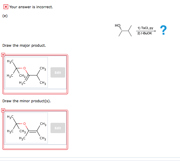 Solved Your answer is incorrect. HO 1) TsCl, py Draw the | Chegg.com