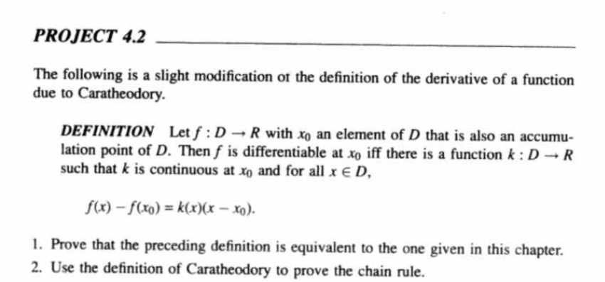 Prove the chain rule using Caratheodory's | Chegg.com