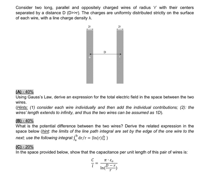 Solved Consider two long, parallel and oppositely charged | Chegg.com
