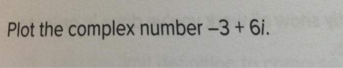 Solved Plot the complex number -3 + 6i. | Chegg.com