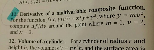 Solved g(x,y,2) =batty Derivative of a multivariable | Chegg.com