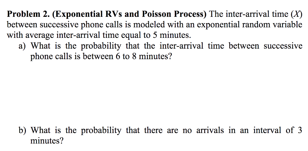 Solved Problem 2. (Exponential RVs and Poisson Process) The | Chegg.com