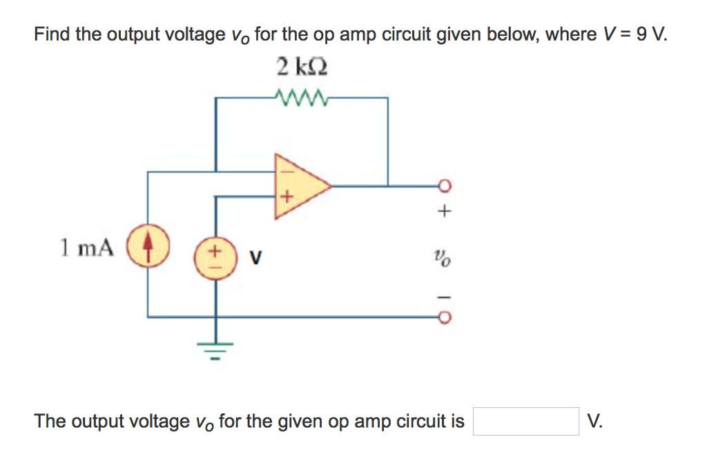 Solved Find the output voltage v_o for the op amp circuit | Chegg.com