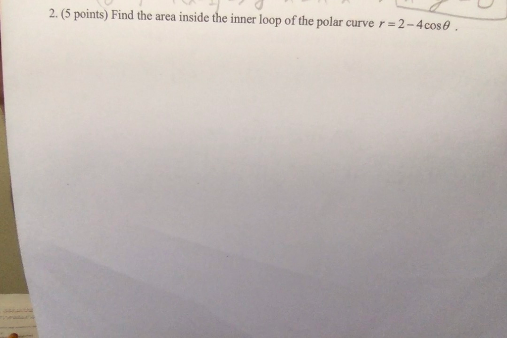 Solved Find the area inside the inner loop of the polar | Chegg.com
