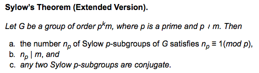 Solved Use Sylow's Theorem (Extended Version) to verify that | Chegg.com