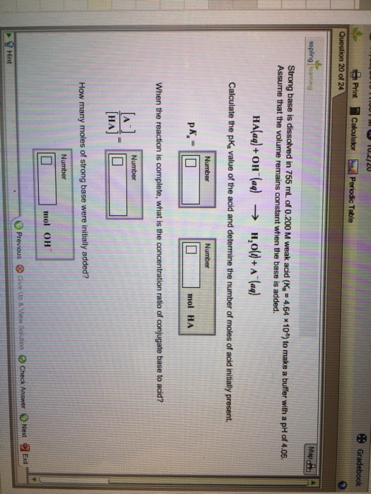 Solved Strong base is dissolved in 755 mL o( 0.200 M weak | Chegg.com