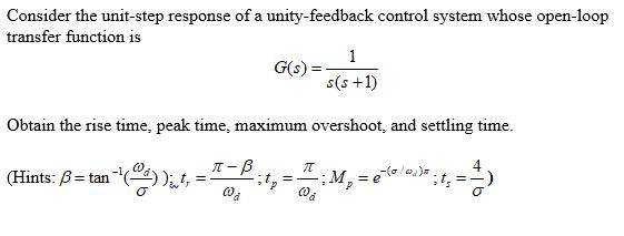 Solved Consider the unit-step response of a unity-feedback | Chegg.com