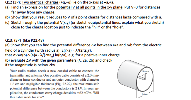 Solved Two identical charges (+q,+q) lie on the x-axis at | Chegg.com