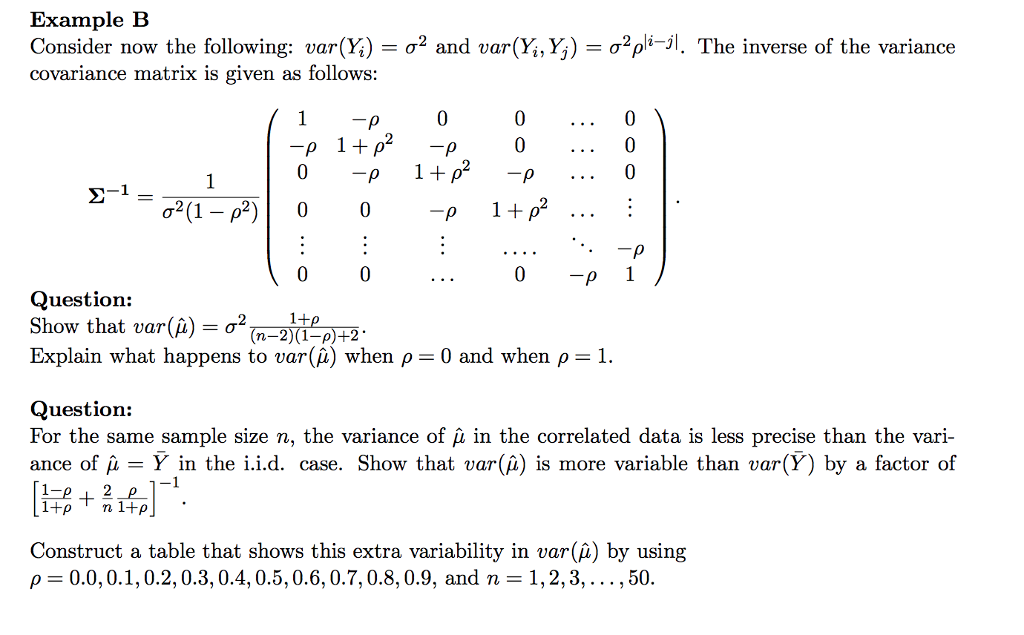 Example A Consider the equal correlation model, | Chegg.com