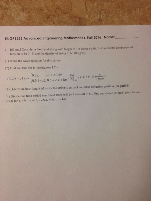 Solved Consider a fixed end string with length of 1m along | Chegg.com