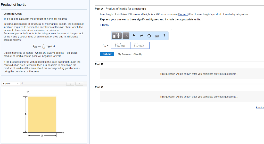 Solved Product of Inertia Part A - Product of inertia for a | Chegg.com