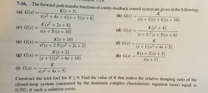 Solved The Forward Path Transfer Functions Of A